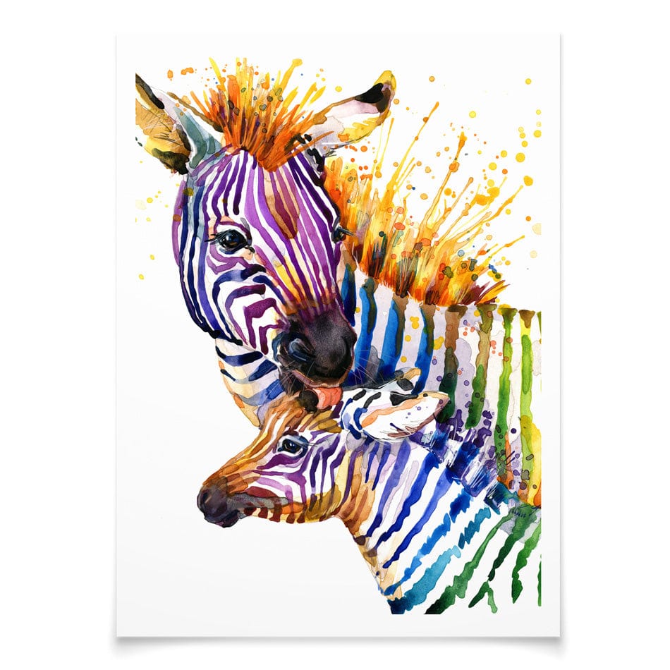 Two Colourful Zebras Art Print