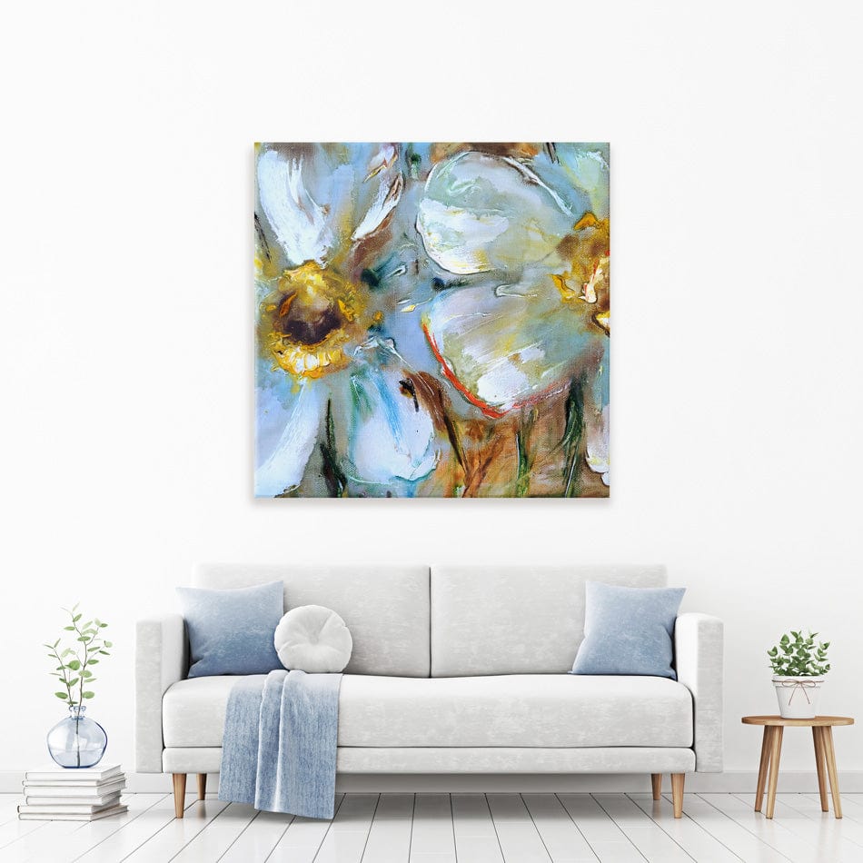Two Daisies Square Canvas Print