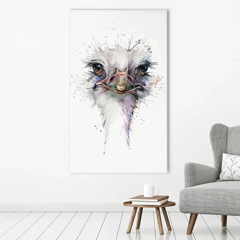 Watercolour Ostrich Canvas Print