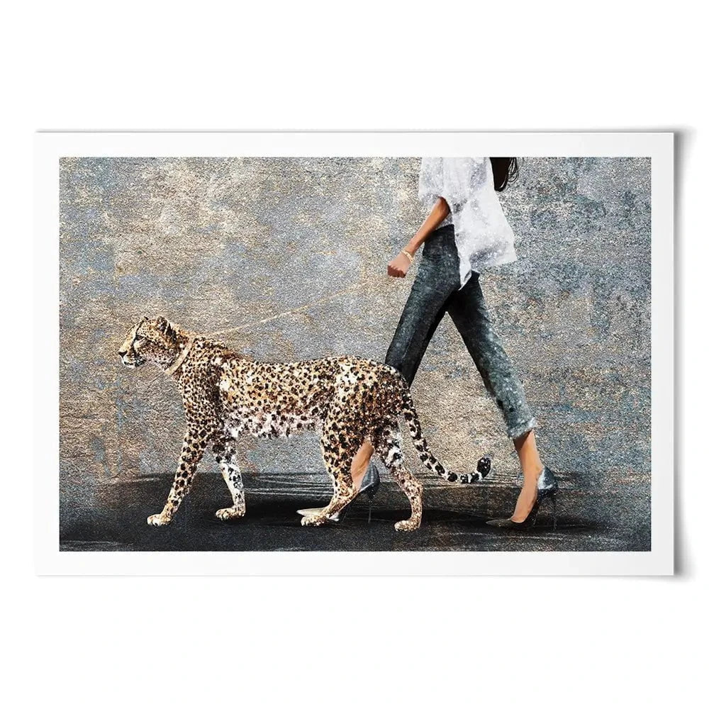 Woman With Leopard Art Print