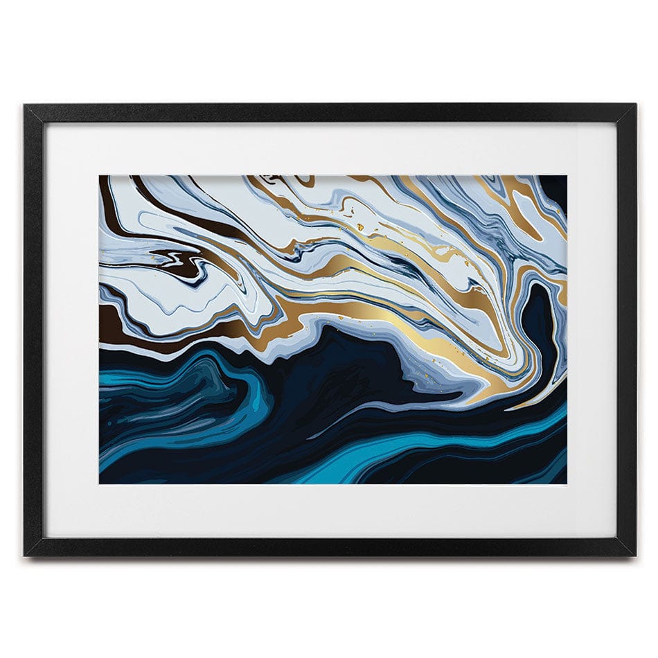 Blue Hues Marble Framed Art Print