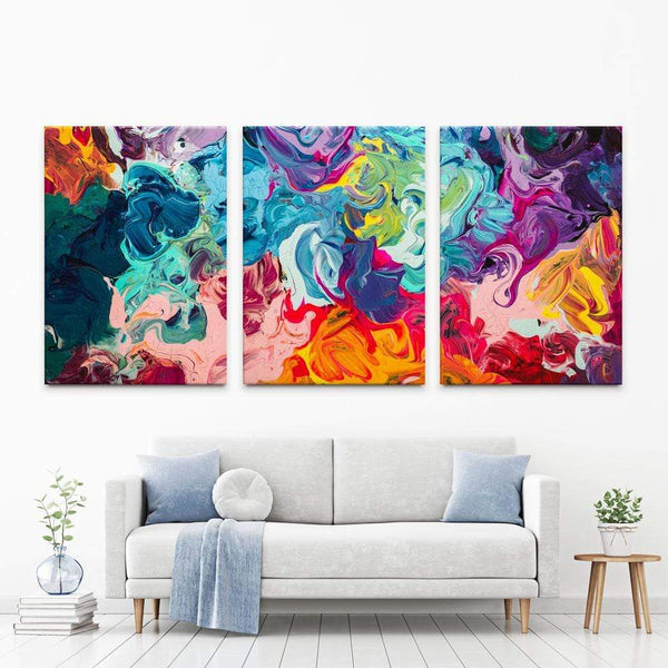 Colourful Abstract Trio Canvas Print – Art Print Shop