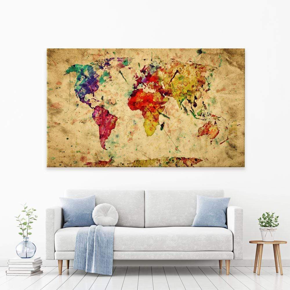 Colourful Vintage World Map Canvas Print – Art Print Shop