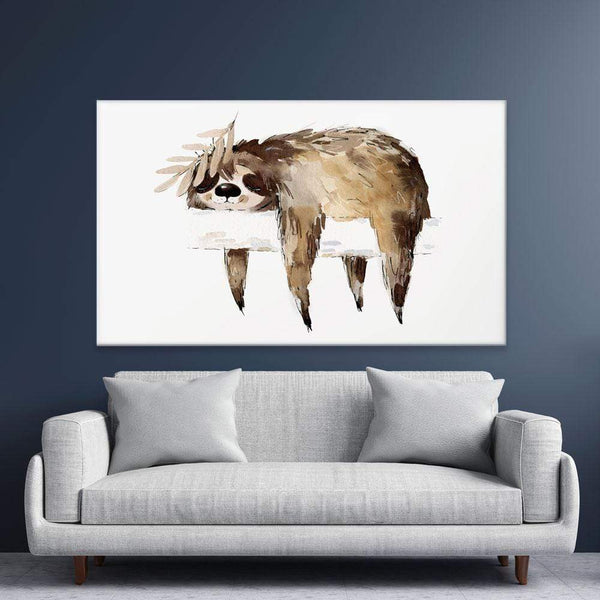 Watercolour Sloth Illustration Canvas Print – Art Print Shop